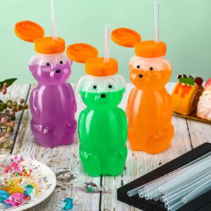 20 Pcs Honey Bear Sippy Cup Replacement Straws 8 Inch Long Silicone Straws Reusable Clear Straws Flexible Plastic Straws for Therapy Bottles Daily Drinking Supplies