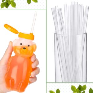 20 Pcs Honey Bear Sippy Cup Replacement Straws 8 Inch Long Silicone Straws Reusable Clear Straws Flexible Plastic Straws for Therapy Bottles Daily Drinking Supplies