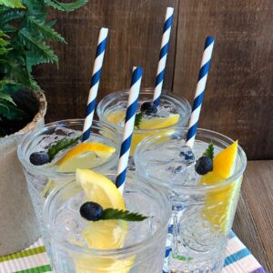 Striped Paper Straws - Navy Blue White - 7.75 Inches - Pack of 50- Outside the Box Papers Brand