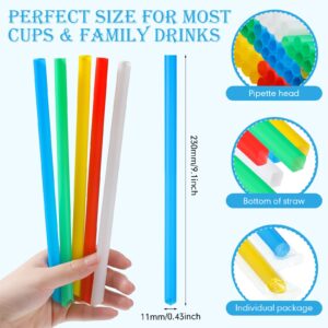 500 Pcs Multi Colors Jumbo Straws Plastic Drinking Boba Straws Individually Wrapped Disposable Smoothie Wide Straws for Milkshake Bubble Tea, 0.43 Inch Wide x 9.06 Inch Long