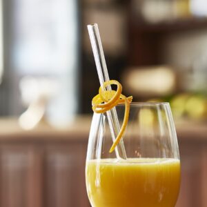 Halm Glass Straws - 6x Reusable 8 inch Drinking Straws clear + Plastic-Free Cleaning Brush - Made in Germany - Dishwasher Safe - Straight - Perfect for Smoothies, Cocktails