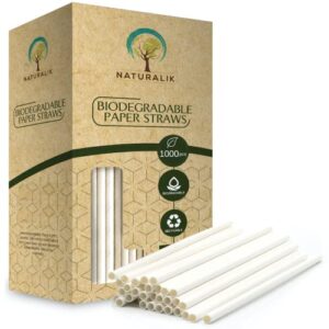 naturalik 1000-pack white biodegradable paper straws extra durable dye-free- premium eco-friendly paper straws bulk - drinking straws for smoothies, restaurant drinking straws (white, 1000ct)