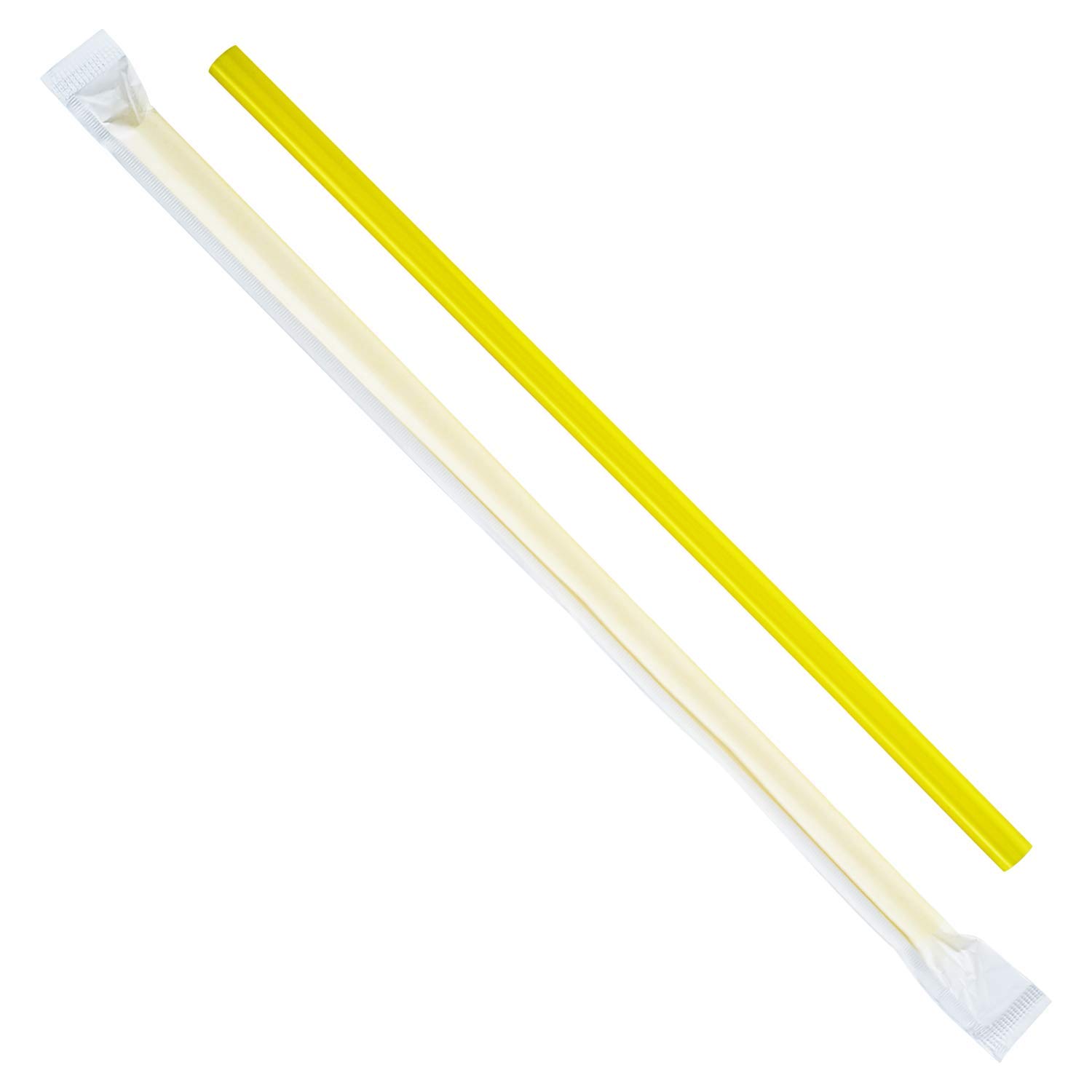 Karat 9'' Giant Straws (8mm) Paper Wrapped - Yellow - 2,500 ct