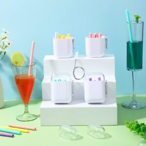 Mumufy 10 Set Silicone Travel Straws with Case Reusable Straws Foldable Drinking Straw Collapsible Portable Straw Set for Party Cold or Hot Straw with 10 Carry Cases 10 Cleaning Brushes 8.66 Inch Long