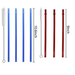 24Pcs Reusable Drinking Straw by WerkaSi, 10.6-inch 12Pcs Long Clear Plastic Straws and 9-inch 12Pcs Boba Colored Straws with 2Pcs Straw Brushs