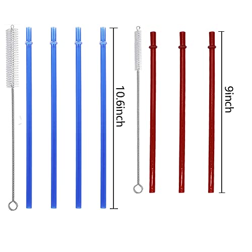 24Pcs Reusable Drinking Straw by WerkaSi, 10.6-inch 12Pcs Long Clear Plastic Straws and 9-inch 12Pcs Boba Colored Straws with 2Pcs Straw Brushs