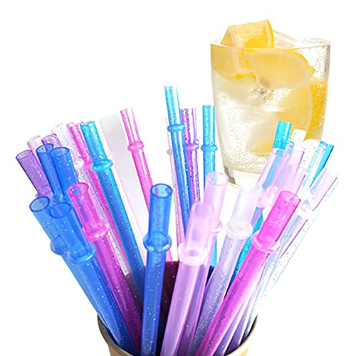 24Pcs Reusable Drinking Straw by WerkaSi, 10.6-inch 12Pcs Long Clear Plastic Straws and 9-inch 12Pcs Boba Colored Straws with 2Pcs Straw Brushs