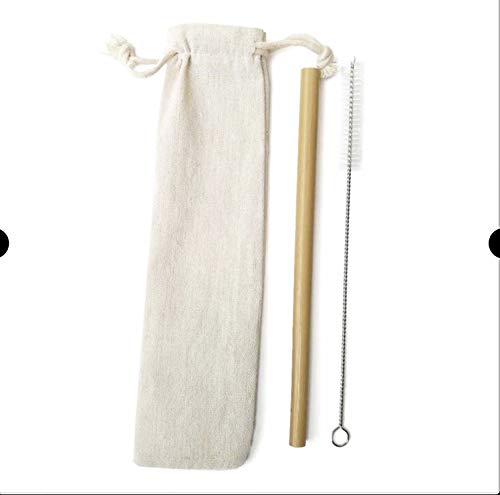 Eco friendly bamboo reusable straws (2) with cleaning brush (1) and juke bag (1)