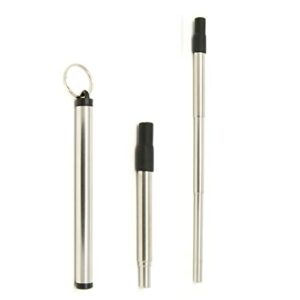 Suck It Select 2 Pack Collapsible Telescopic Reusable Stainless Steel Metal Straws with Silicone Tips and Travel Cases (Black Stripe)