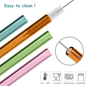 8 Pcs Reusable Glass Straws, 8"x8mm Eco-friendly Drinking Straws for Smoothie, Milkshakes, Tea, Juice, Cocktail Straws, Multi-Color Mixed (8Pcs Bent)