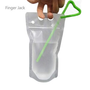 Drink Pouches Bag with Straws 20 Pack 17oz Plastic container Reclosable Zipper Hand-held Heavy Duty Ice Drinking Juice Pouches Bags