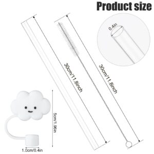 4pcs 11.8inch Replacement Straws for Stanley Adventure Travel Tumbler 40oz, Plastic Replacement Straw with Cleaning Brush and Reusable 0.4inch Cloud Straw Tip Covers for Stanley 40oz Water Jugs