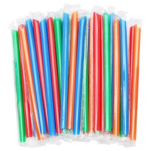 200 individually wrapped boba straws, multi color plastic milkshake straws, jumbo smoothie straws, disposable wide-mouthed large straws