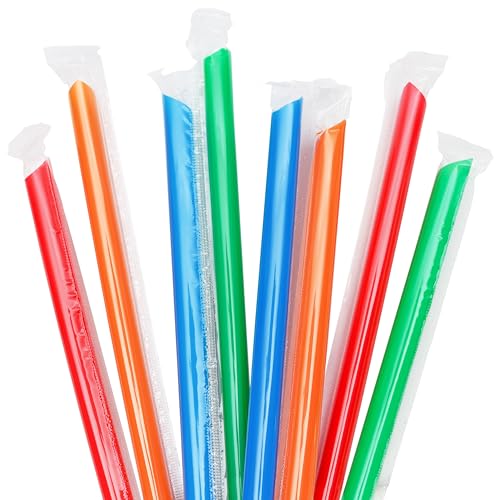 200 Individually Wrapped Boba Straws, Multi Color Plastic Milkshake Straws, Jumbo Smoothie Straws, Disposable Wide-mouthed Large Straws