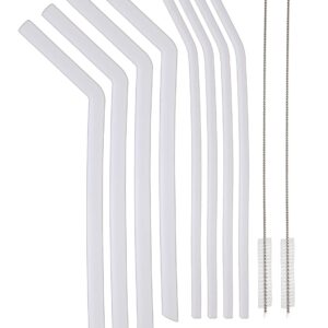 Traytastic! Clear Silicone Straws - 8 Pack, (4) Jumbo & (4) Standard Sized Drinking Straws + (2) Cleaning Brushes | Flexible Reusable Eco-Friendly