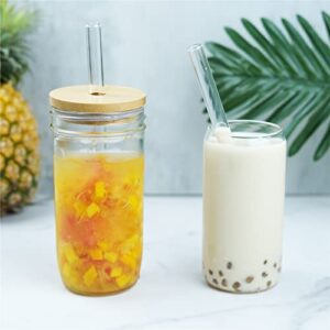 [10 Pcs] Reusable Glass Boba Smoothie Straws - 9" x 14 mm Eco Friendly Clear Drinking Straws with 2 Cleaning Brushes for Bubble Tea,Milkshakes,Juice