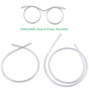 Funny Glasses Straw, Flexible Drinking Straw Novelty Eyeglass Frame Bar Accessories for Birthdays, Bridal Showers, Party Supplies, Favors, Game Ideas（crystal）