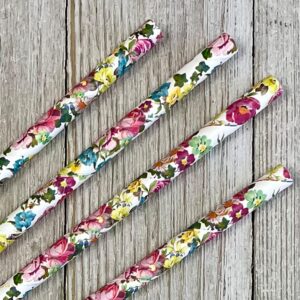 Rose Floral Paper Straws - Valentine Wedding Bridal Shower Birthday Valentine Party - Pink Yellow White - 7.75 inches - 50 Pack - Outside The Box Papers Brand