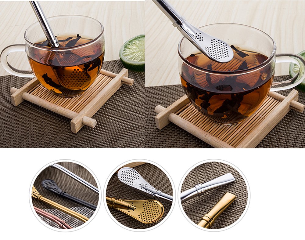 Hihelp 4 PCS Stainless Steel Straws Yerba Mate Bombilla Drinking Straws Free Cleaning Brush Include, Colorful, 6 Piece Set