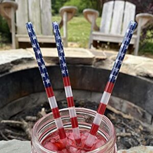 Lithos Outfitters, Old Glory Straws 20-Pack Red White Blue American Flag Reusable BPA-Free Plastic Drinking Straws