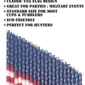 Lithos Outfitters, Old Glory Straws 20-Pack Red White Blue American Flag Reusable BPA-Free Plastic Drinking Straws