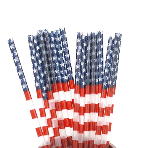 Lithos Outfitters, Old Glory Straws 20-Pack Red White Blue American Flag Reusable BPA-Free Plastic Drinking Straws