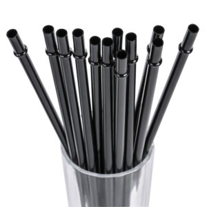 dakoufish 6 inch 7 inch 8 inch 9 inch 10 inch 11 inch black reusable plastic drinking straws for 6oz-40oz jars/tumblers,dishwasher safe,12pcs with one cleaning brush (black straws,mix size)