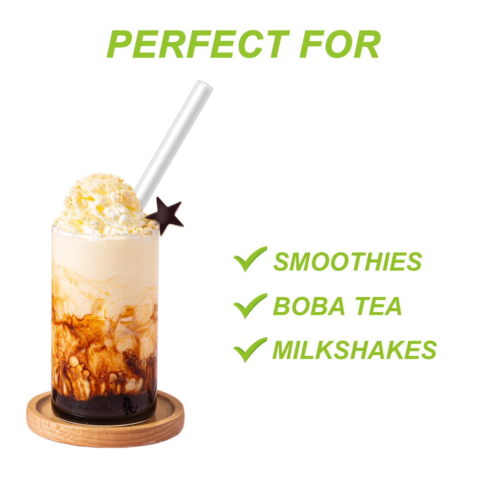 200 Clear Boba Plastic Drinking Straws, Disposable Jumbo Smoothie Straw for Bubble Tea,Extra Large and Wide,0.43" Wide x 8" Long,BPA Free Perfect Match for Milkshake or Slushies,Food Grade