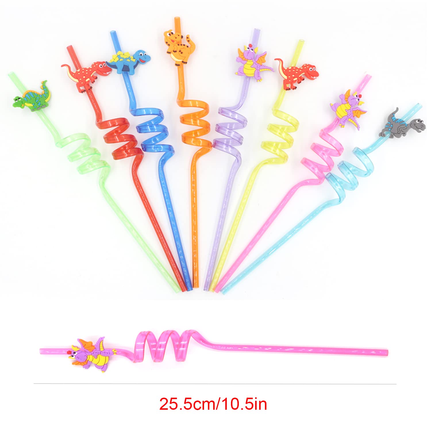 24pcs Reusable Dinosaur Straws, Plastic Dinosaur Drinking Straws for Kids Birthday Party Favors, 8 Styles Safari Jungle Dinosaur Theme Straws for Dinosaur Party Decoration Supplies.