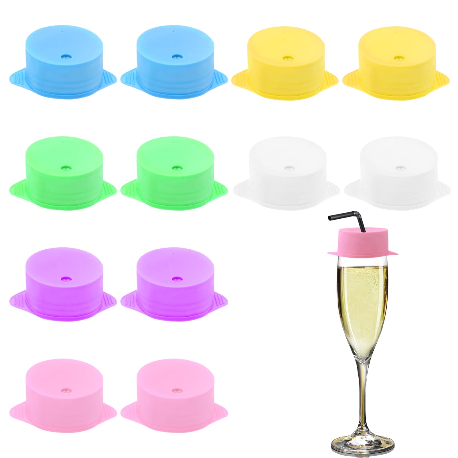 12 Pack Drink Covers for Alcohol Protection, Stretchy Cup Cover with Straw Hole, Silicone Reuseable Drink Protector for Women, Easy to Carry and Clean Drink Protection Cover