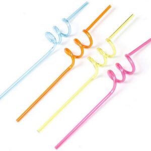 Reusable Drinking Straws, Dfinego Drink Straws Curly Loop Colored Plastic Straws for Fruit Juice, Novelty Party Favors Supplies - Random