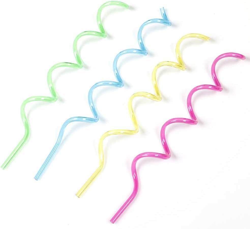 Reusable Drinking Straws, Dfinego Drink Straws Curly Loop Colored Plastic Straws for Fruit Juice, Novelty Party Favors Supplies - Random