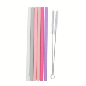 Better-Love Set of 6 Silicone Drinking Straws for 30oz and 20oz - Silicone Straws Reusable Straws BPA Free Extra Long with Cleaning Brushes- 6pce- 8mm diameter