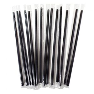 concession essentials jumbo 7.75" black wrapped standard plastic. pack of 1000 count. black - wrapped straws.