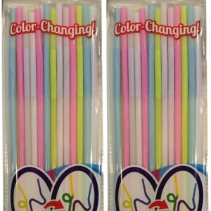 FunFlex Color Change Disposable Straws That Stretch and Bend - 2 pk