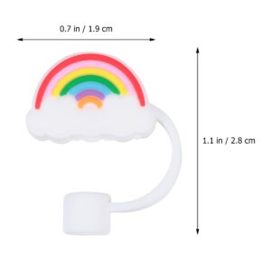 Silicone Straw Tips Cover 4Pcs Rainbow Drinking Straw Caps Reusable Straw Tips Lids for Straws Anti-dust Airtight Seal Splash Proof Straws Tips Cover