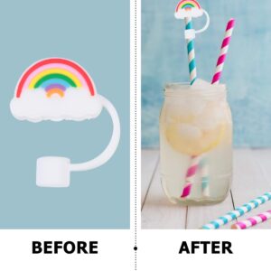 Silicone Straw Tips Cover 4Pcs Rainbow Drinking Straw Caps Reusable Straw Tips Lids for Straws Anti-dust Airtight Seal Splash Proof Straws Tips Cover