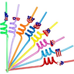 mddruiqi patriotic party supplies patriotic party accessories for kids,24pcs patriotic decorations,patriotic straws decor for outdoor home outside