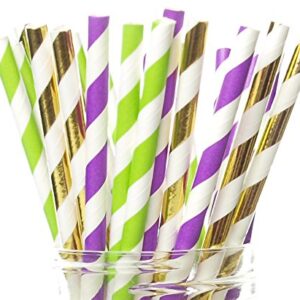 Mardi Gras Party Straws (25 Pack) - Purple, Green & Gold Biodegradable Straws New Orleans Mardi Gras Party Supplies, Louisiana Celebration Party Straws, Carnival of Venice Fat Tuesday Party Supplies