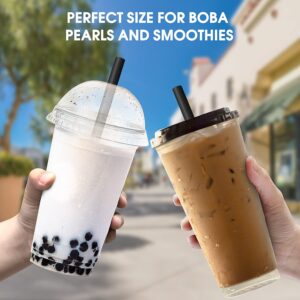 [100 Pcs] Boba Smoothie Individually Wrapped Straws - Jumbo Large Plastic Disposable Bubble Tea Milkshake Black Drinking Straws(8.2" long and 0.43" Diameter)