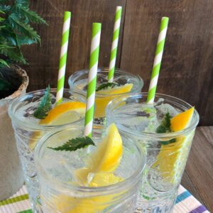 Stripe Paper Straws - Lime Green White - 7.75 Inches - Pack of 100 - Outside the Box Papers Brand