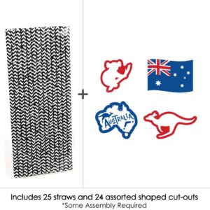 Big Dot of Happiness Australia Day - Paper Straw Decor - G’Day Mate Aussie Party Striped Decorative Straws - Set of 24