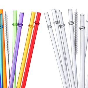 ALINK 10 Tritan Rainbow Reusable Straws + 10 Clear Tritan Plastic Straws with Cleaning Brush