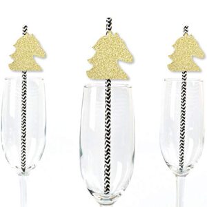 gold glitter horse party straws - no-mess real gold glitter cut-outs and decorative kentucky horse derby horse race party paper straws - set of 24