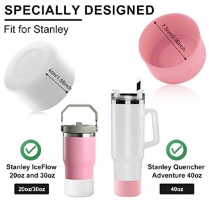 6pcs Replacement Straws for Stanley Water Bottles, Reusable Clear Plastic Straws for Stanely Cup with 2 Silicone Bumper Boots and a Cleaning Brush, Compatible with Stanely 14/20/30/40 oz Cup