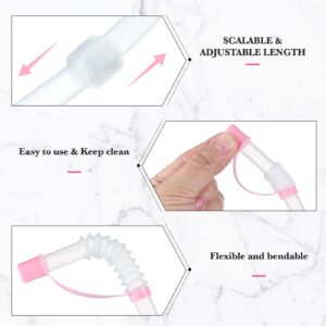 24 Pack 11 Inch Adjustable Straws with Drinking Straw Caps Long Flexible Plastic Bendable Straws Flexible Reusable Straws with 2 Straw Cleaning Brushes for Jumbo Mugs Water Bottle