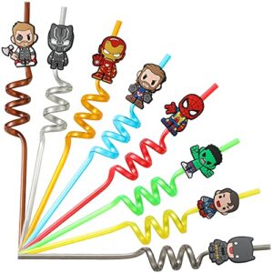 gutte 24pcs superhero party straws for kids reusable straws party supplies