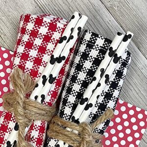 Mickey Mouse Inspired Paper Straws - Black White - 100 Pack - Outside the Box Papers Brand