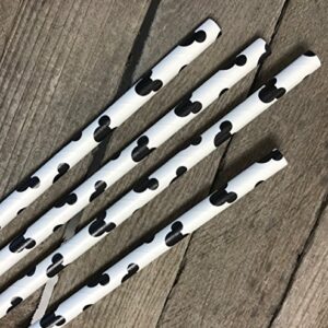 Mickey Mouse Inspired Paper Straws - Black White - 100 Pack - Outside the Box Papers Brand