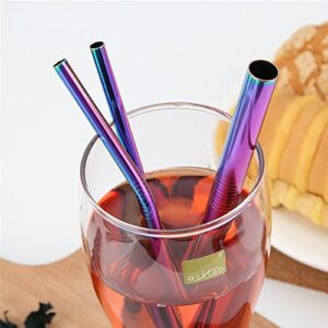 10.5 Inch Long Stainless Steel Straws with 2 Cleaning Brush Reusable Colored Metal Drinking Straws Long Straight Straws For 30oz Tumbler,Starbucks, Mason Jar (8 Long Stright)